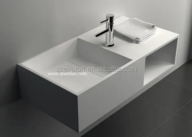 Italian Design Rectangular Wall-Mounted Wash Basin in Man-Made Stone ...