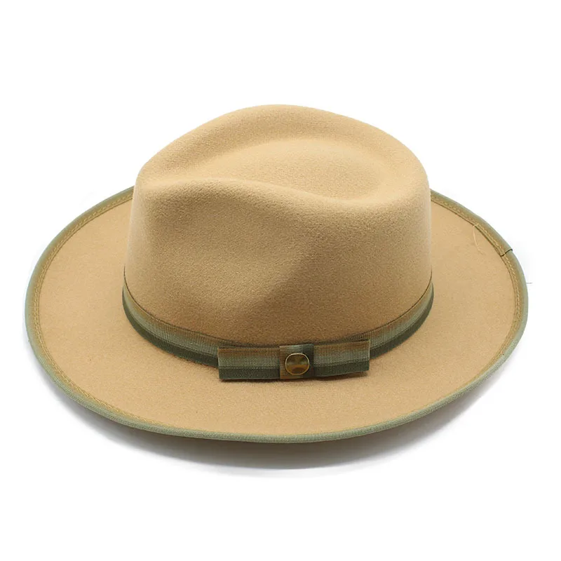 Luxury Design Stiff Wide Brim Felt Fedora Hat Custom Logo Jazz Fedora ...