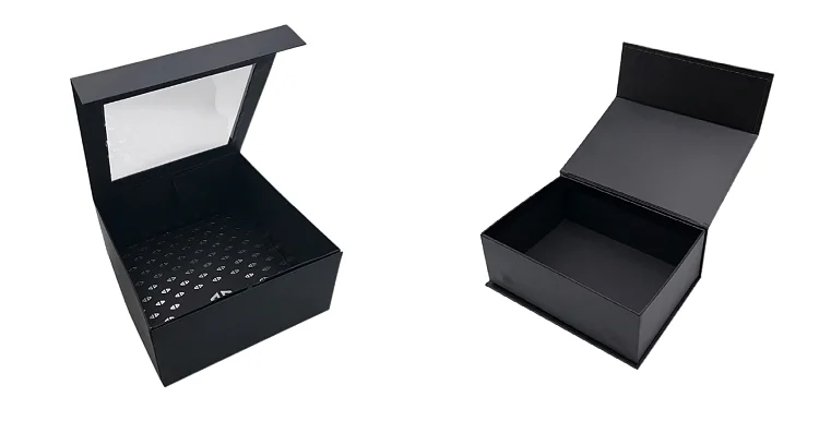 Luxury Package Magnetic Black Satin Insert Lined Gift Box Packaging ...