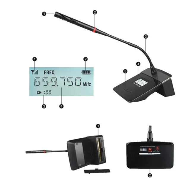 4 Channels UHF Conference Microphone System by Fulinda