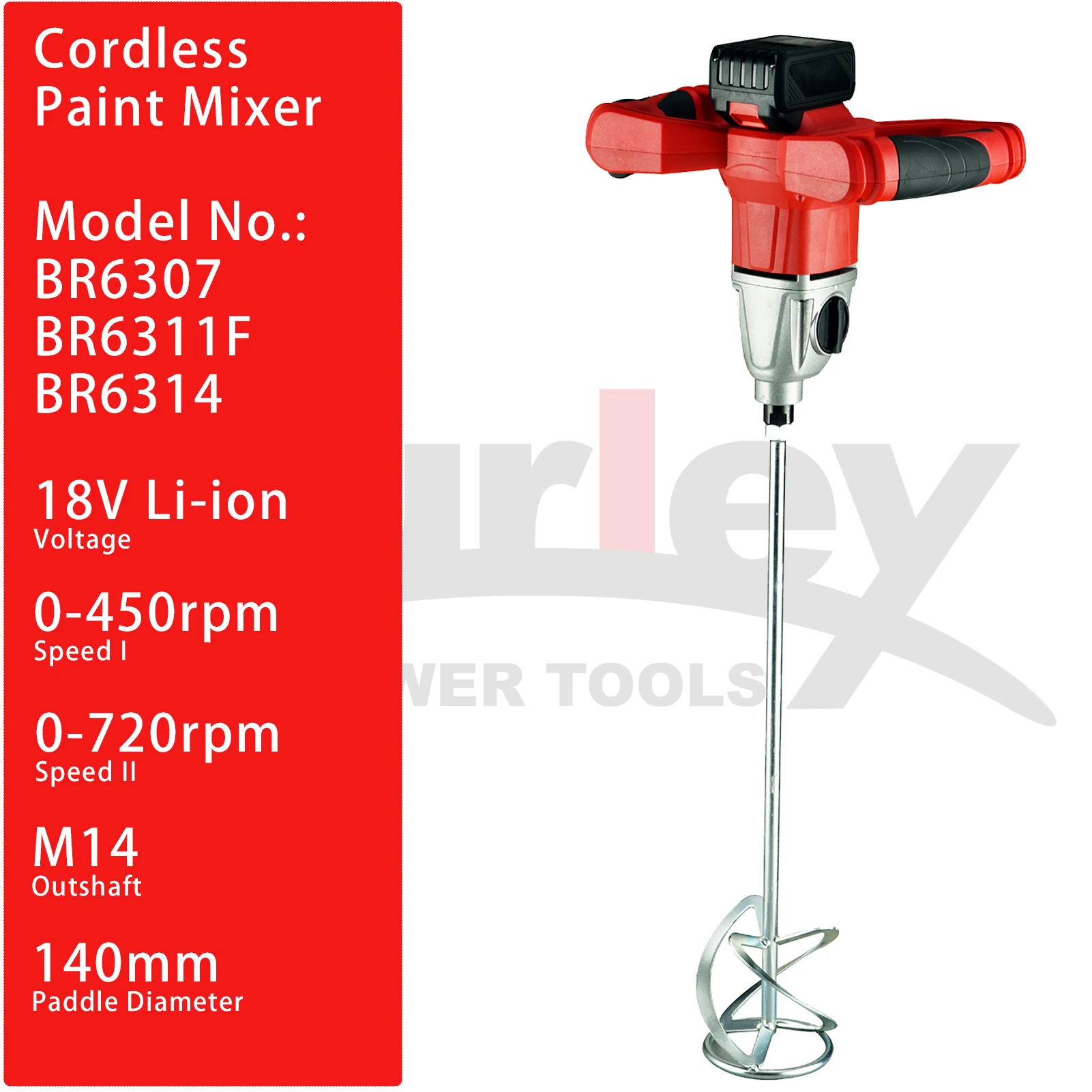 Burley Cordless Brushless Electric Hand Paint Mixer Cement Mortar ...