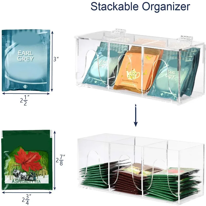 Stackable Tea Bag Organizer Rack Acrylic Tea Bags Holder Tea Bag ...