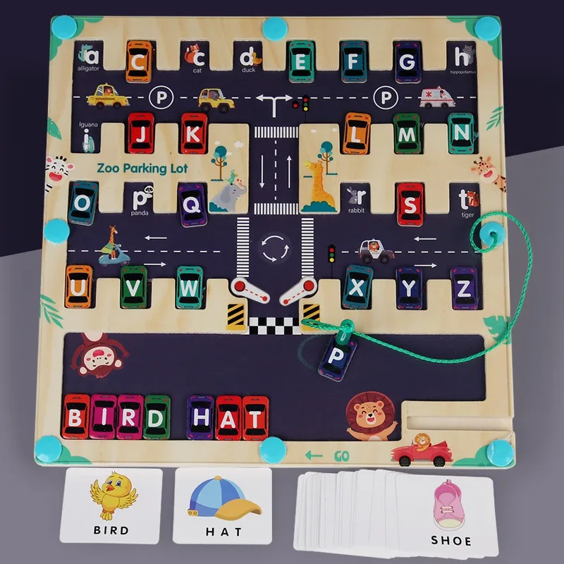 Wooden Magnetic Alphabet Maze Letter Puzzle Montessori Fine Motor ...