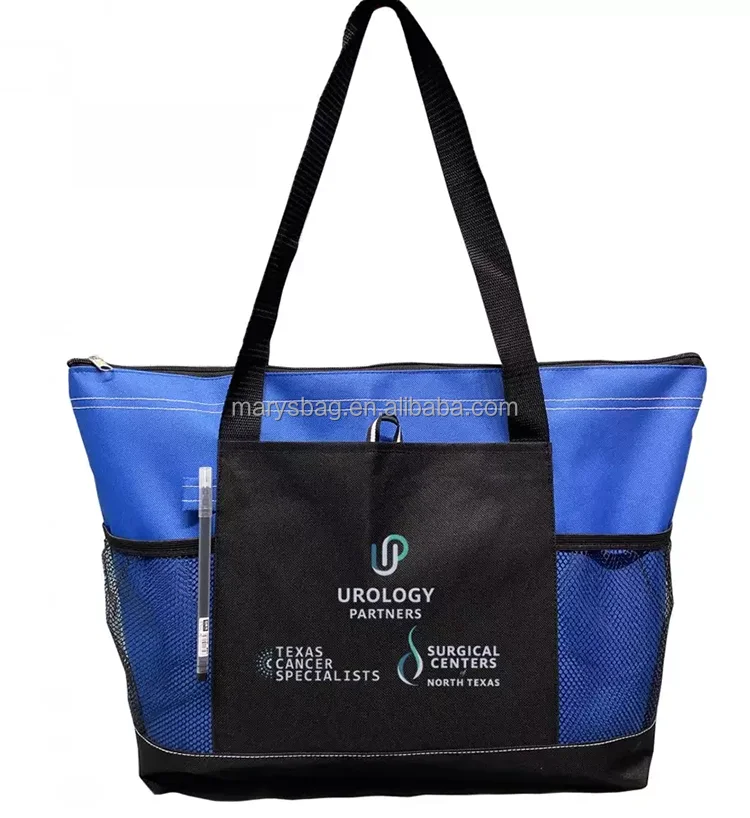 Polyester Zippered Tote Bag with PVC Backing - Perfect for Promotion