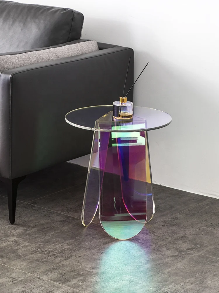 Luxury Round Iridescent Acrylic Side Table - Buy Iridescent Side Table ...