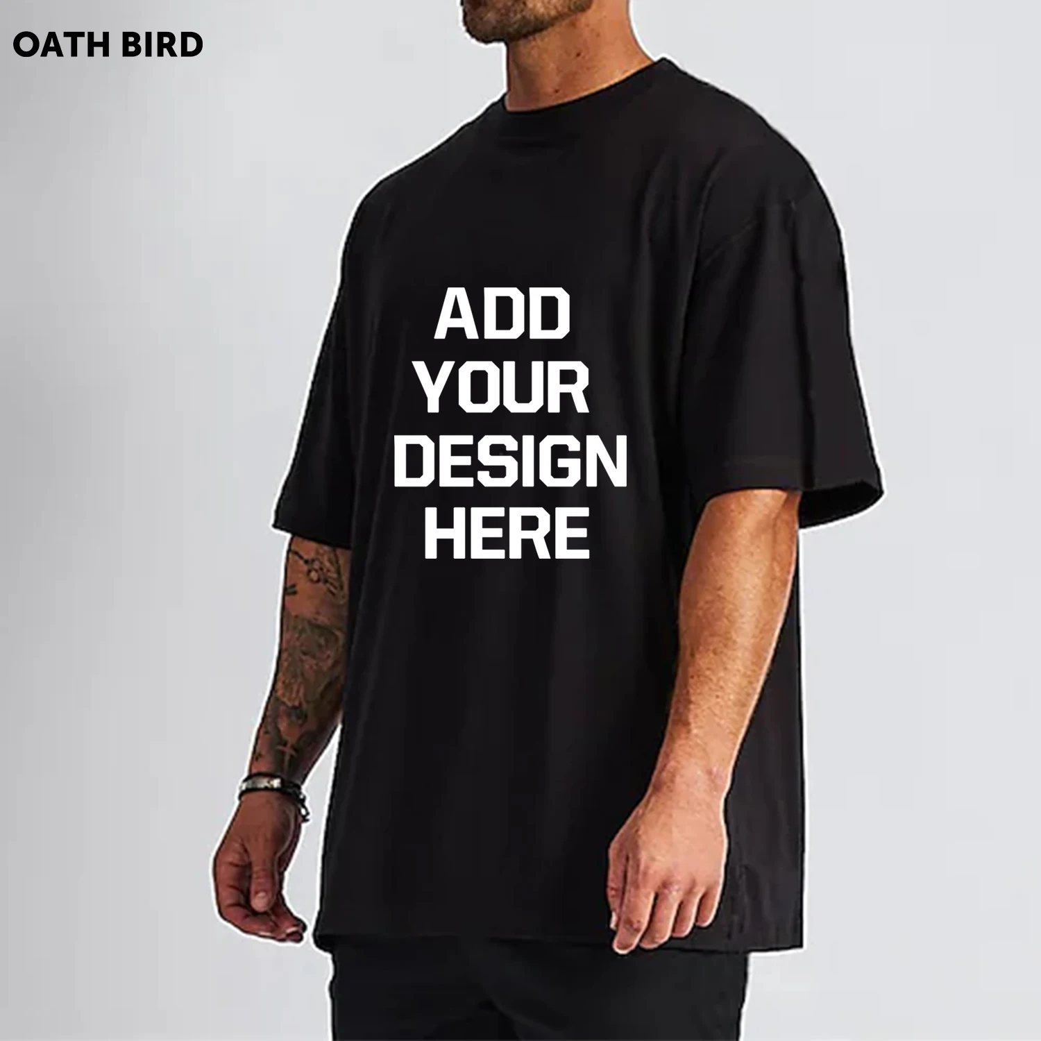 Custom Puff Screen Printing Logo Streetwear T-shirt Men's Oversized ...