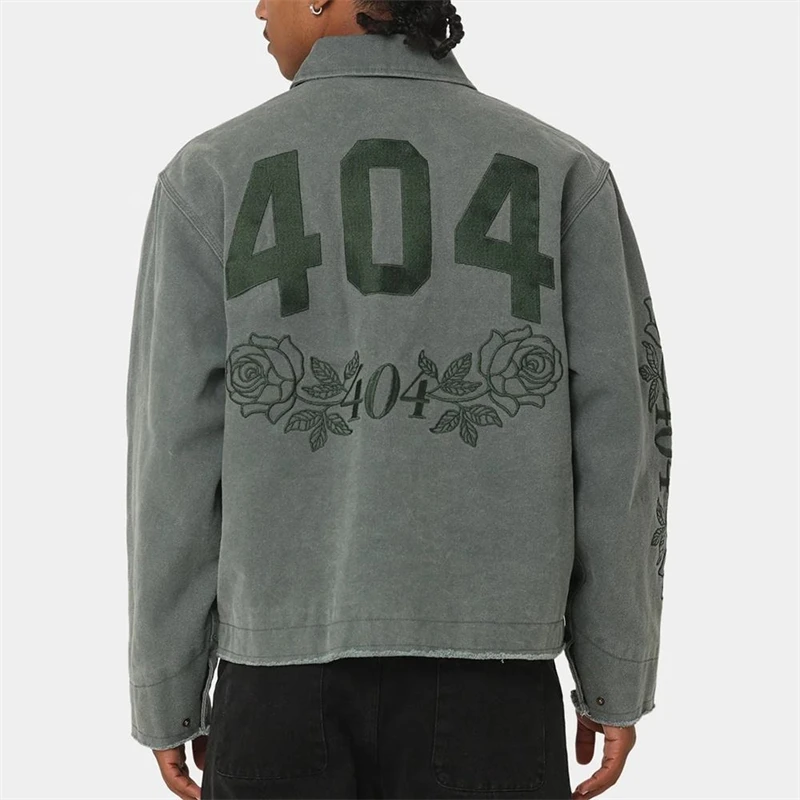 Custom Embroidery Logo Washed Oversized Jacket - Vintage Work Jacket