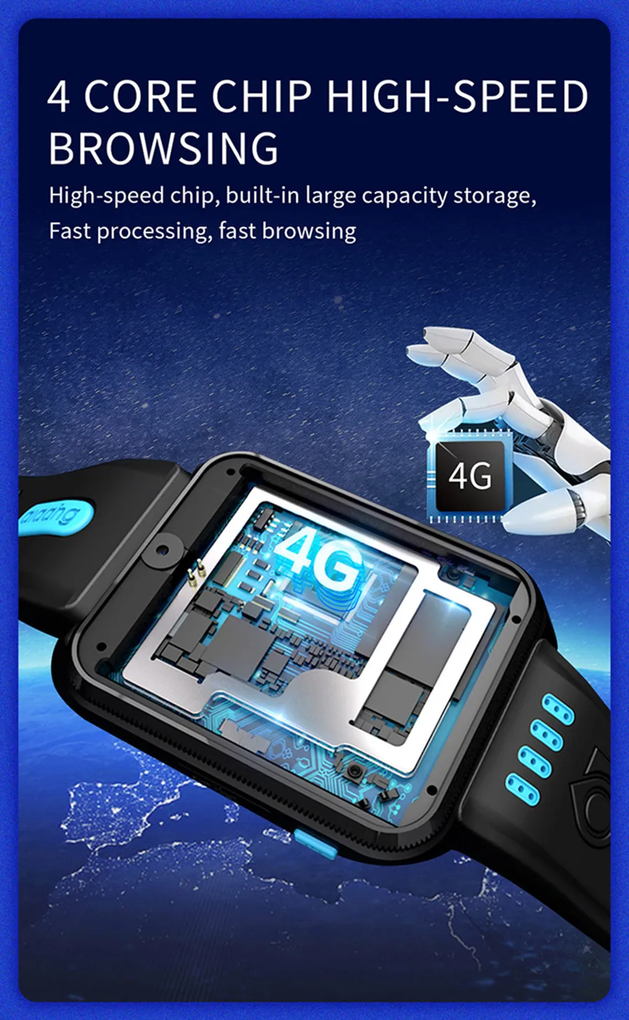 4G Smart Watch W5 - GPS, Touch Screen, and Double Camera