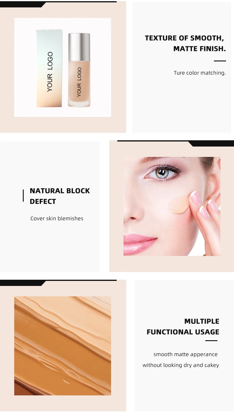 Natural Face Makeup Fond De Teint Liquid Private Label Foundation Matte ...