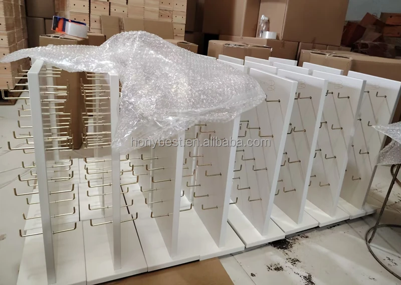 Double Sided Display Stand - Rotating Wood Rack for Jewelry