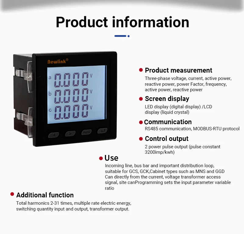 2025 High Quality Smart Multifunction Digital Energy Meter Power Panel ...