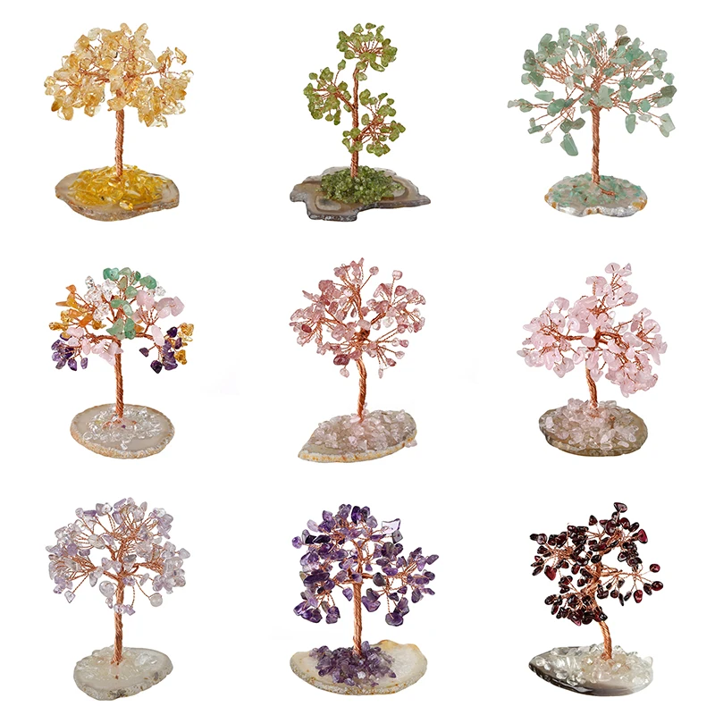 Seven Chakra Tree of Life Stone Crystal Tree for Positive Energy