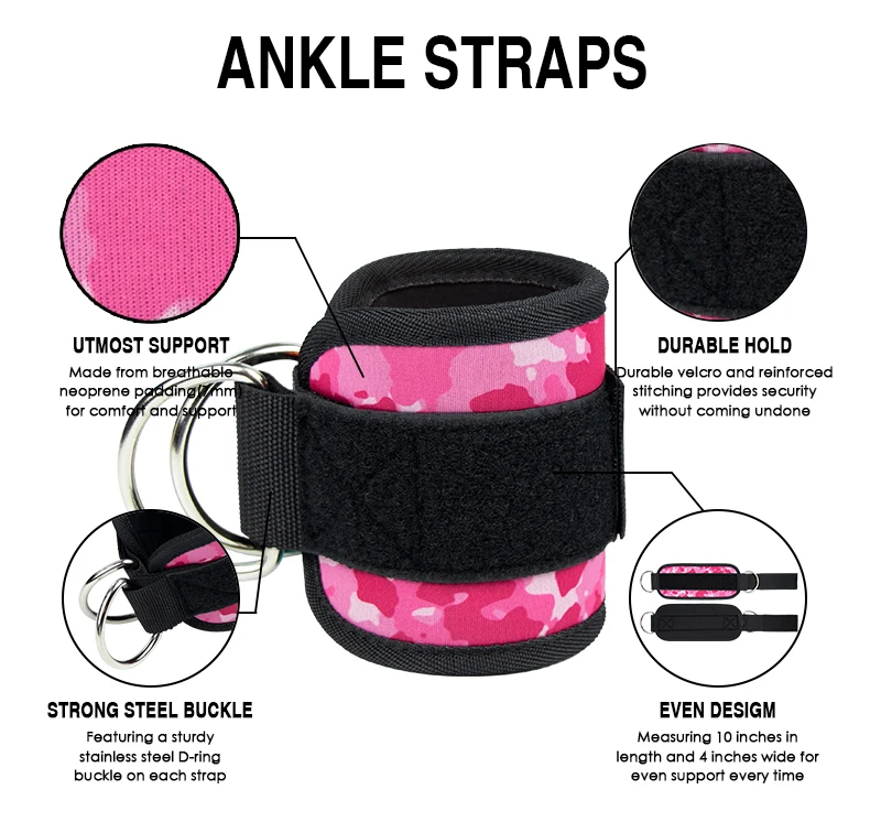 Mkas Adjustable Leg Straps With Neoprene Padding Lower Body Exercises ...
