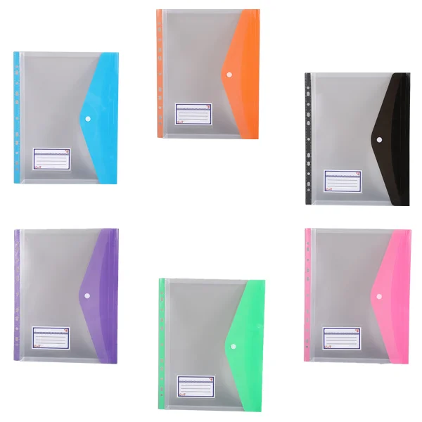 11 Holes Binder File Folders Letter Size Snap Button Pouch 6 Colors ...