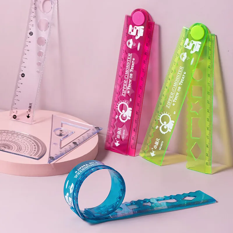 Multifunctional Folding Plastic Ruler Set With Cartoon Wave Design 30cm ...