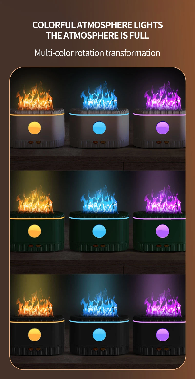 200ml Flame Effect 7,Color Led Light Ultrasonic Diffuser Air Humidifier ...