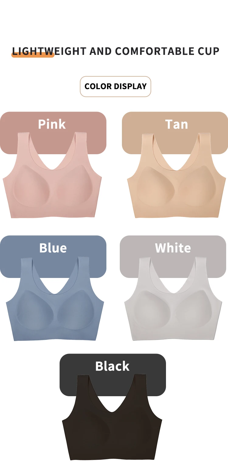 New Style 5 Colors Smooth One Size Fits All Seamless Bra With Removable ...