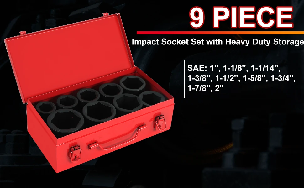 1 Inch Drive Deep Impact Socket Set Cr-mo 6-point (1-inch - 2-inch) 9pc ...