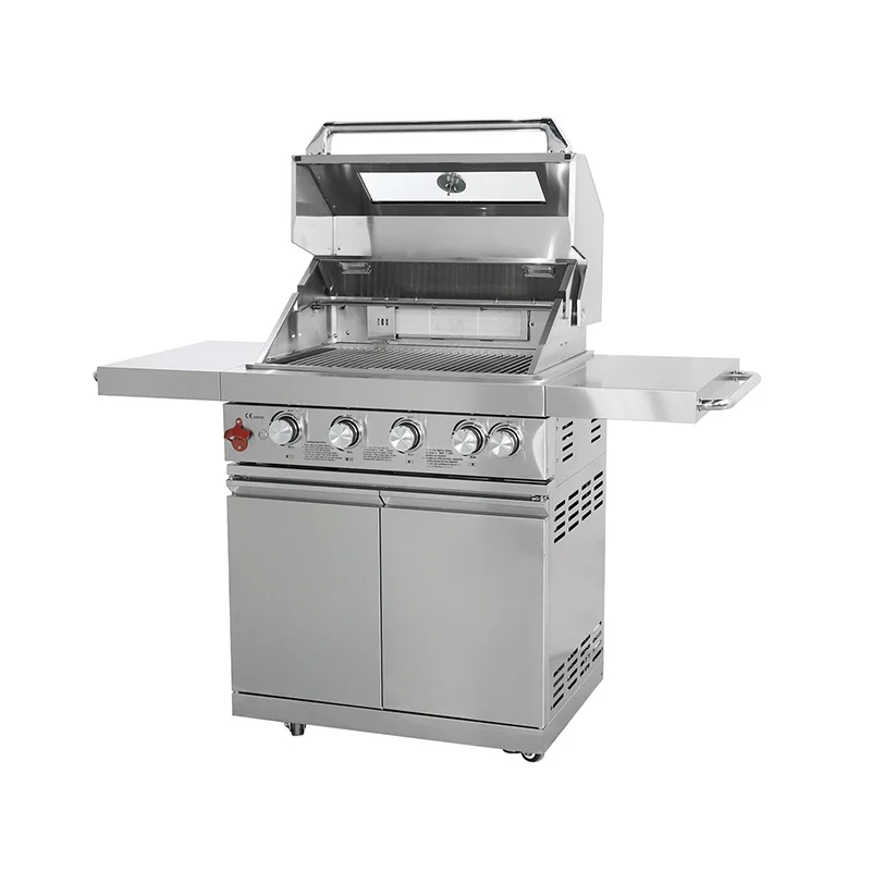 Large Outdoor Propane Rotisserie BBQ Grill with Foldable Side Table for ...