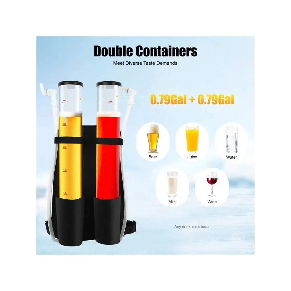Portable 6L Double-Container Drink Dispenser Scale Backpack Dispenser ...