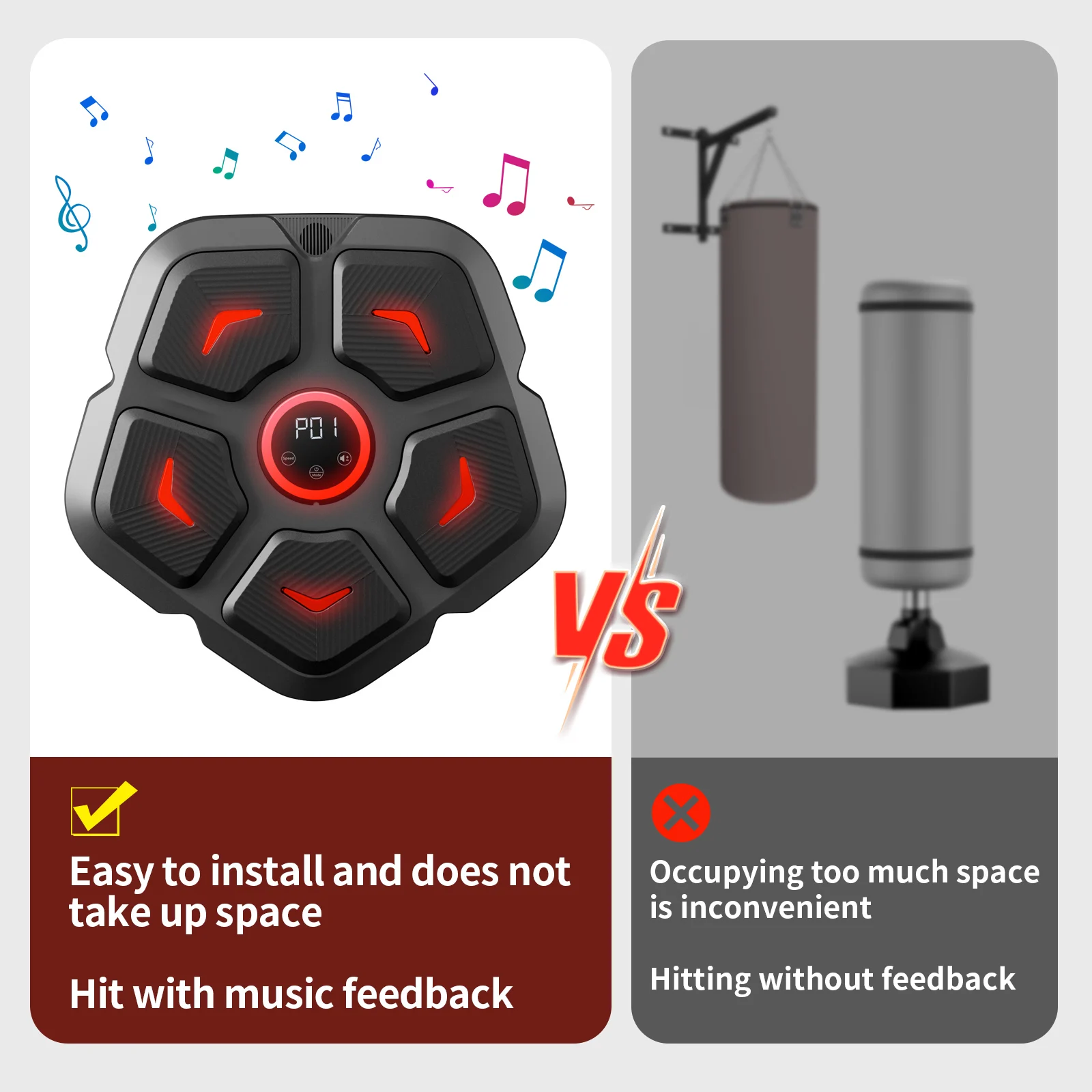 Pu Wall Mounted Boxing Target Punch Machine Home Multifunctional Music ...