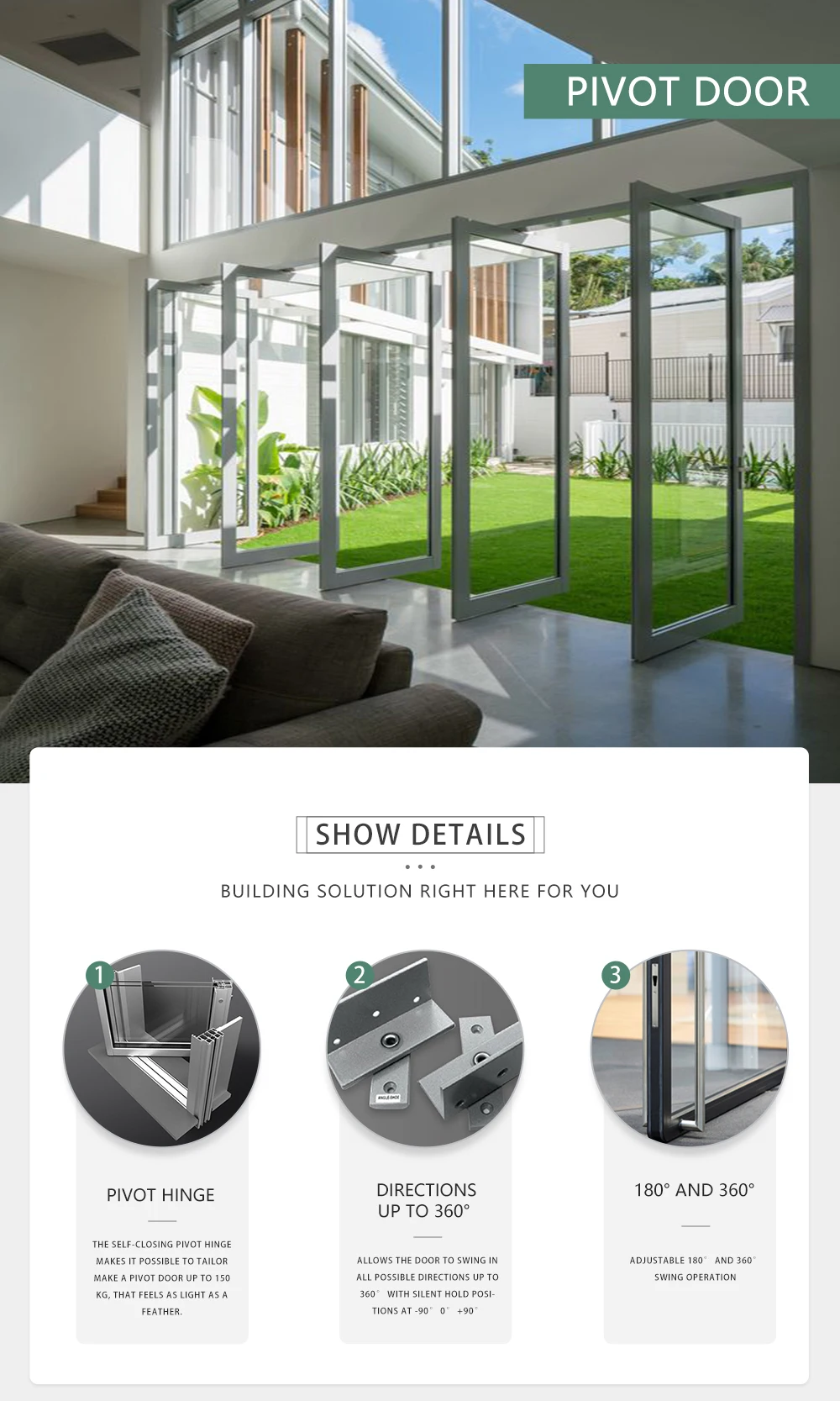 APRO Pivoting Doors Villas Modern Interior Aluminium Design Front Entry Glass Pivot Door ...