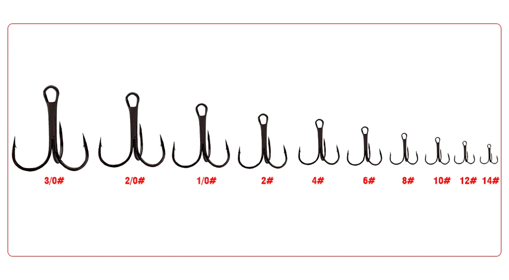 High Carbon Steel Treble Hooks - 50pcs/bag for General Fishing