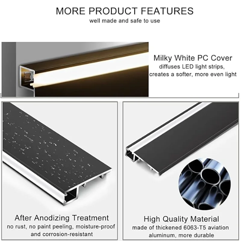 Anti-slip Strip Floor Boundary Trimming Light Skirting Board