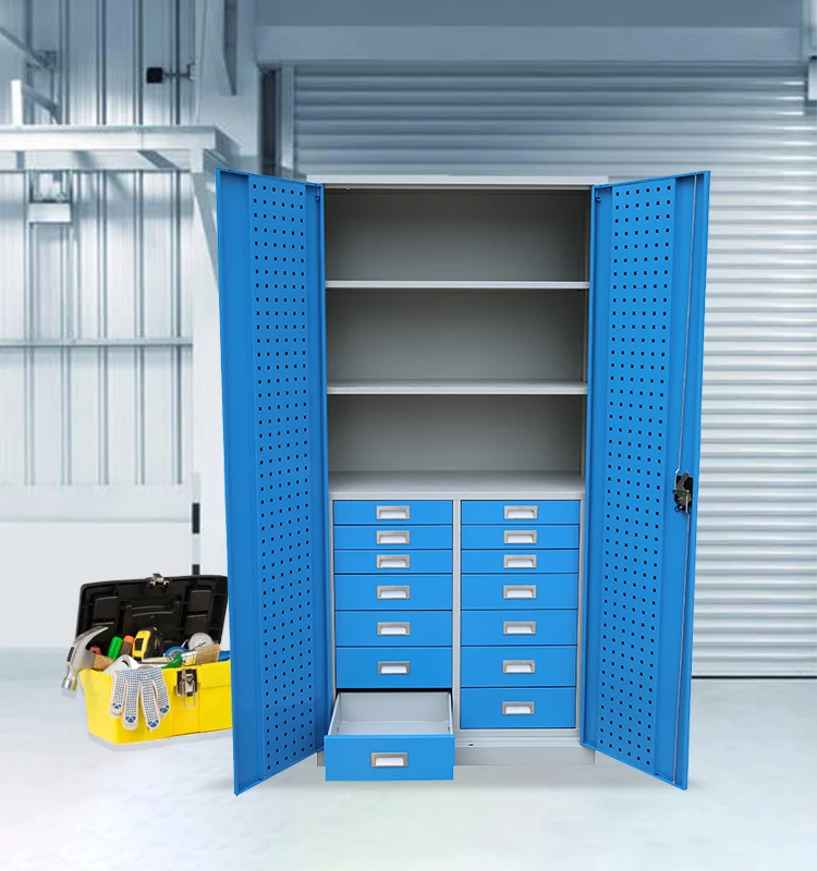 Lemari Peralatan Bengkel, 14 Alat Laci Lemari Logam Tugas Berat ...