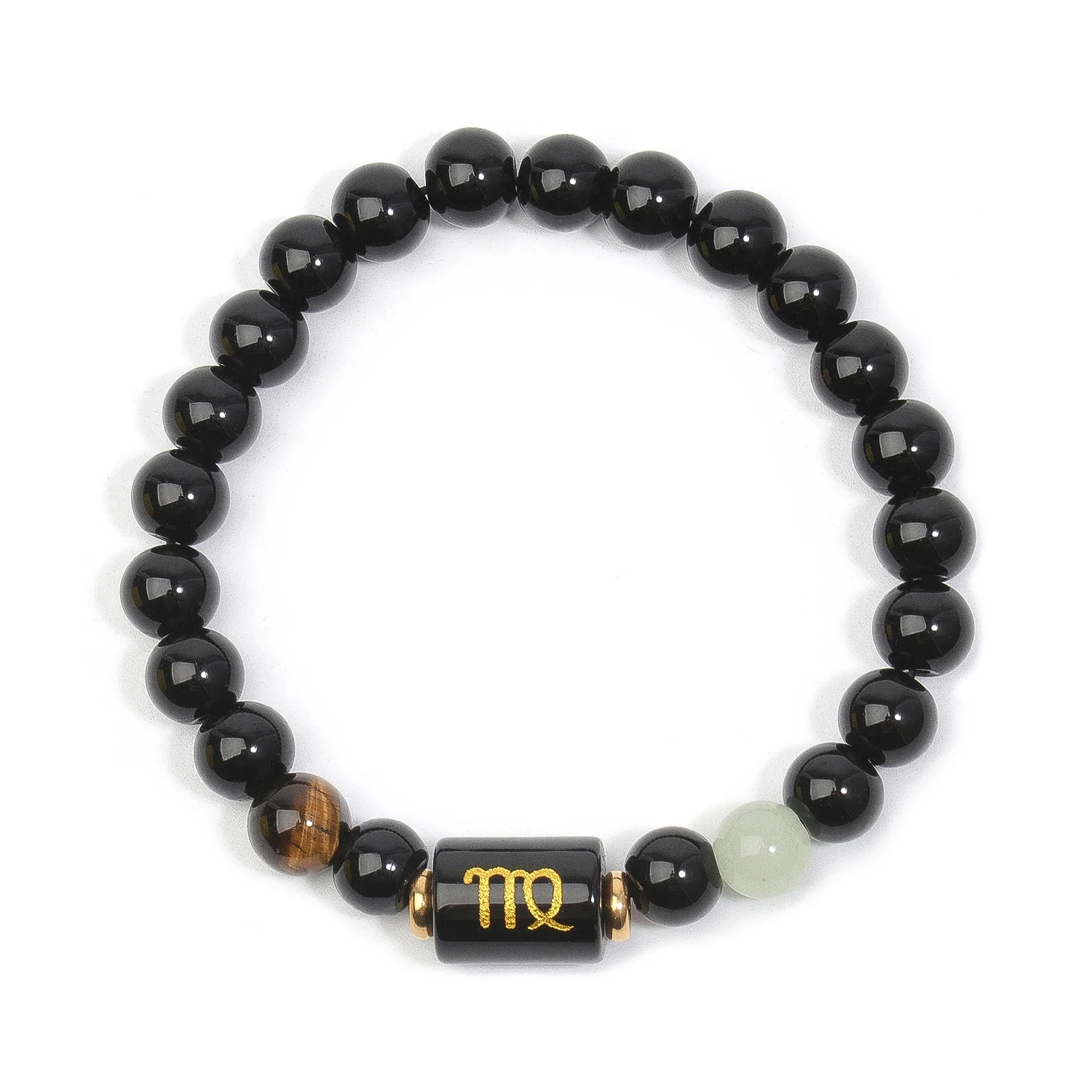 KUOYU 12 Constellation Beads Golden Border Pattern Zodiac Nature Stone ...
