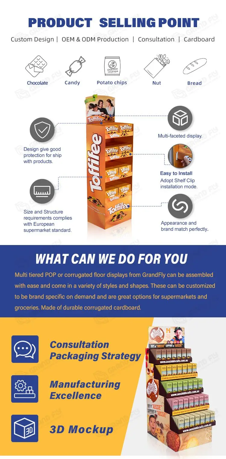 Custom Snacks Cardboard Display Stand - Eco-friendly