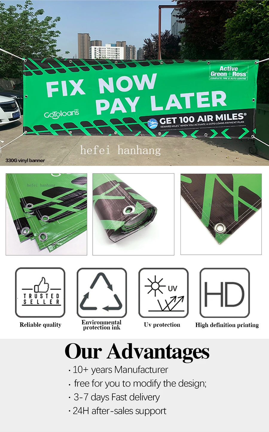 Custom Printing on Vinyl Solid Banner - Full Color Sign