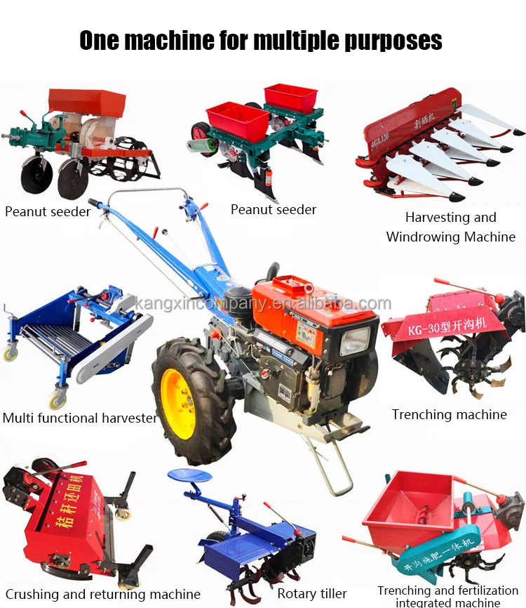 Two Wheel Walking Hand Tractor 15hp 18hp 20hp 22hp Farm Mini Diesel ...