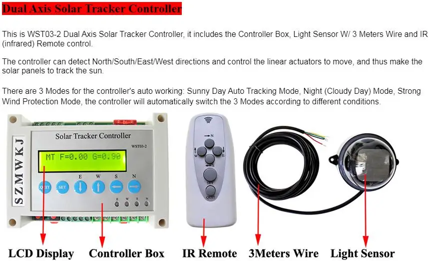 Lcd Dual Axis Solar Tracking Electronic Solar Tracker Controller W ...