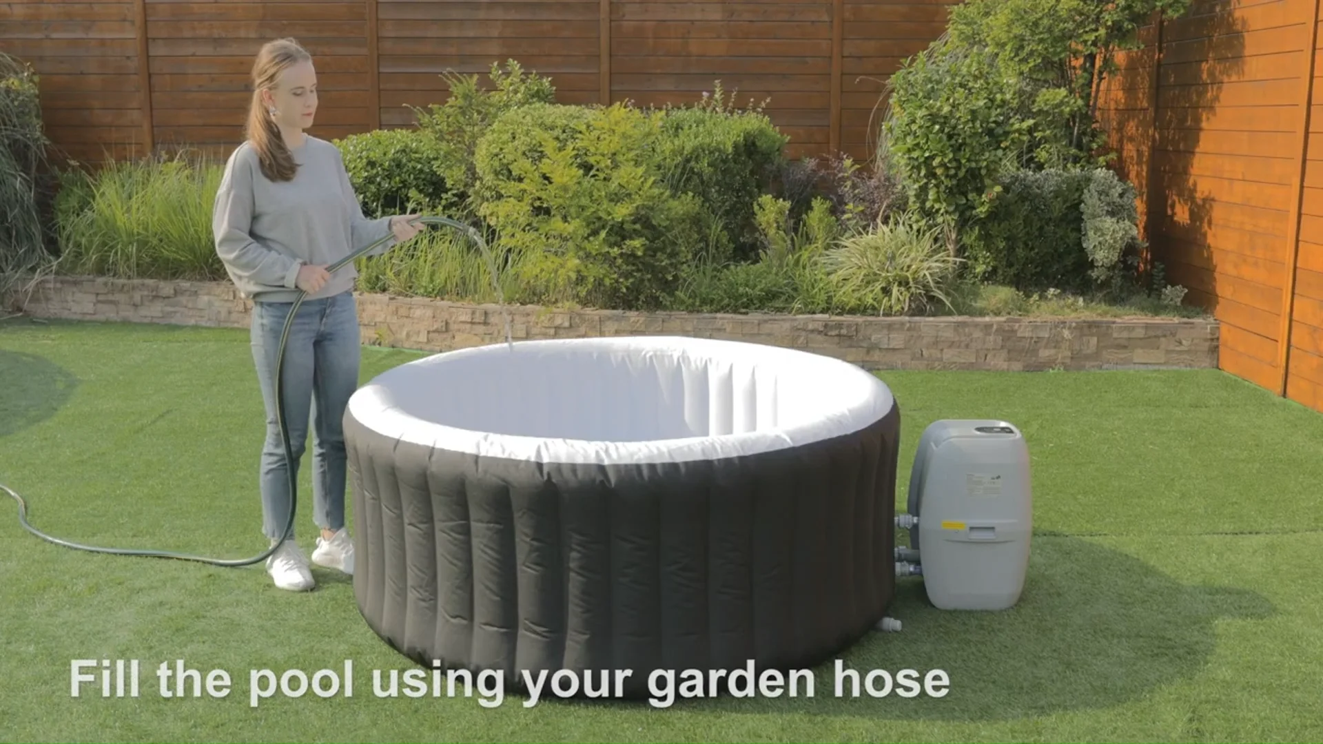 Bestway 60003 Round Grey Portable Foldable Hydrotherapy Outdoor Spa ...