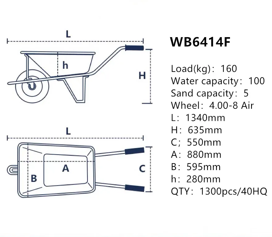Green Wheelbarrow Wb6414f Specification Wide Tire Agricultural Tools ...