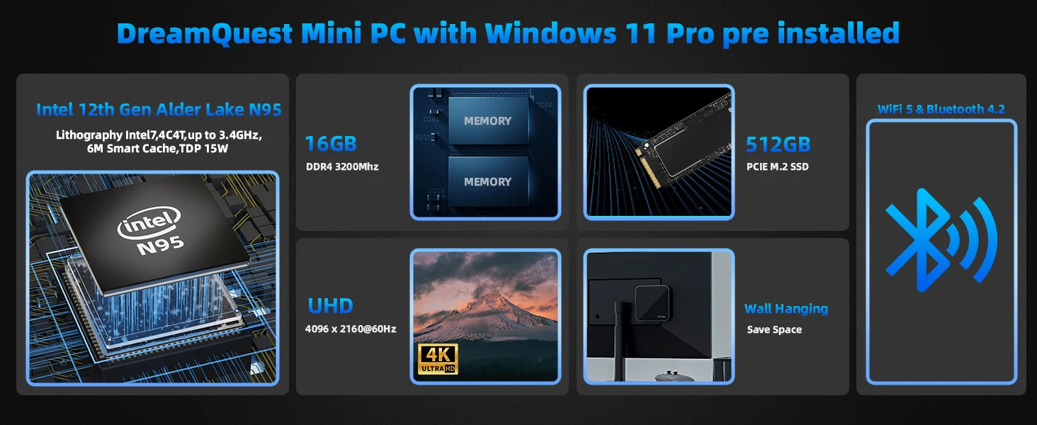 Wholesale Windows 11 Pro Mini Gaming Pc Intel N95 16GB RAM 512GB SSD Mini Pcs| Alibaba.com