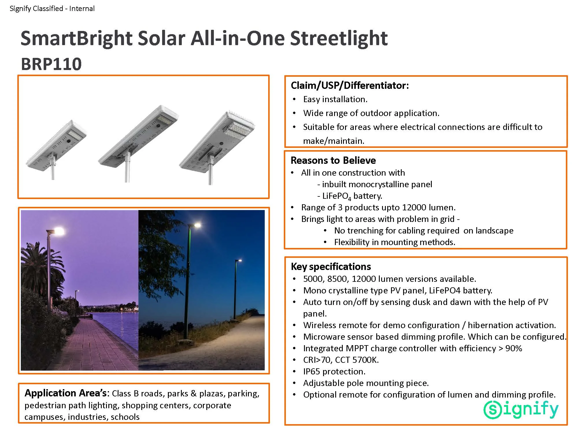 PHILIPS LED Smartbright Solar Streetlight - 5700K - 50000hrs