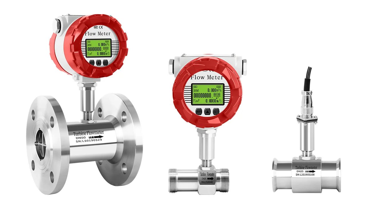 High Quality Ss304 316l Stainless Steel Turbine Flowmeter Rotor Flow Meter Liquid Pure Water ...