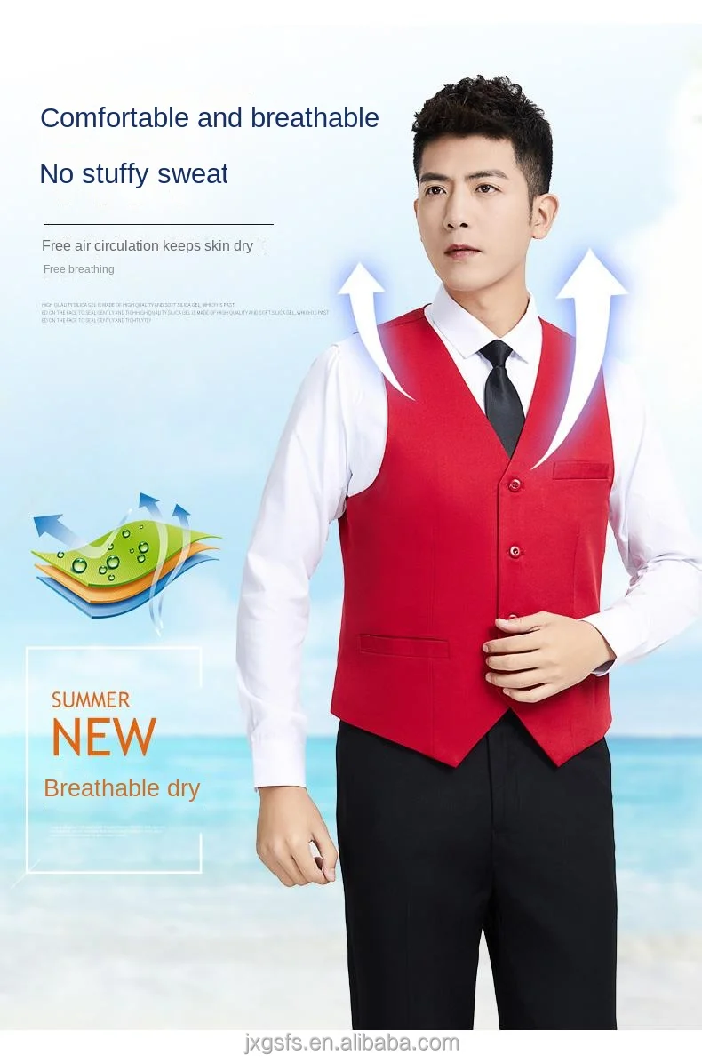 Wholesale Custom Logo Waitress Uniform Unisex Button Vest for ...