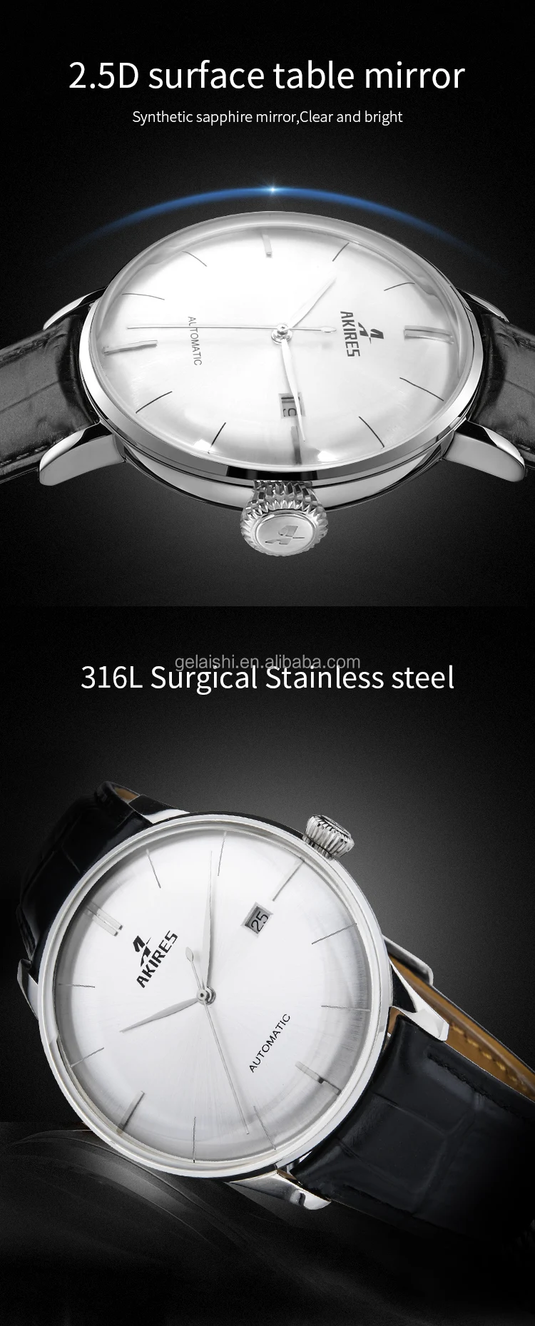 Men's Ultra Thin Automatic Mechanical Watch with Sapphire Crystal