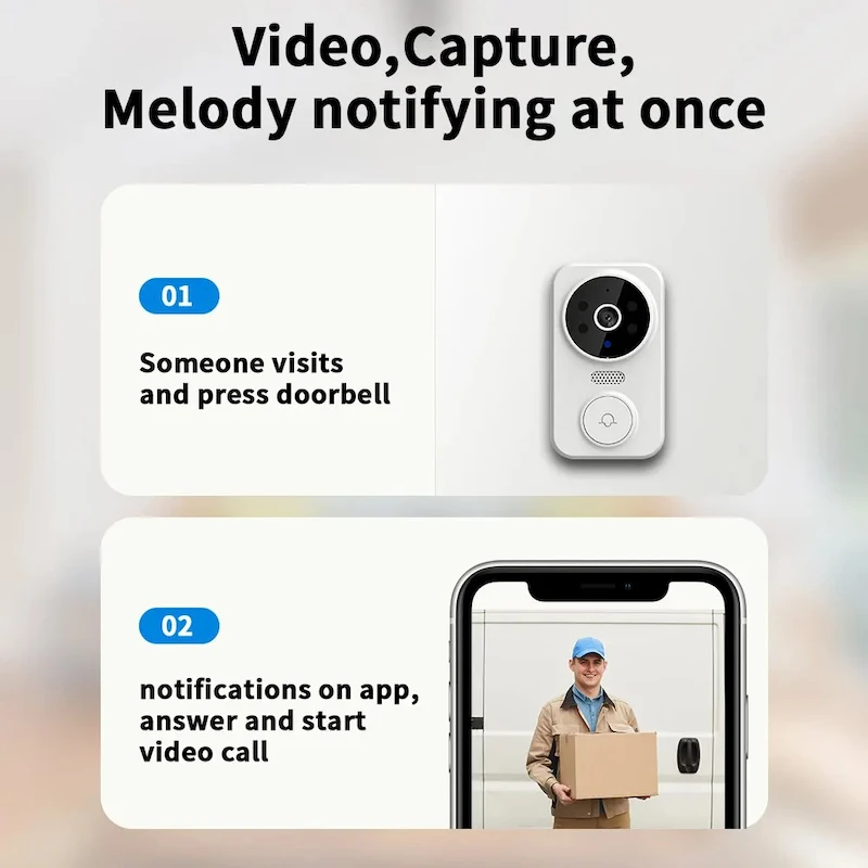 Tuya Ulooka Hot M8 Wireless Doorbell Camera Ring Chime Night Vision ...