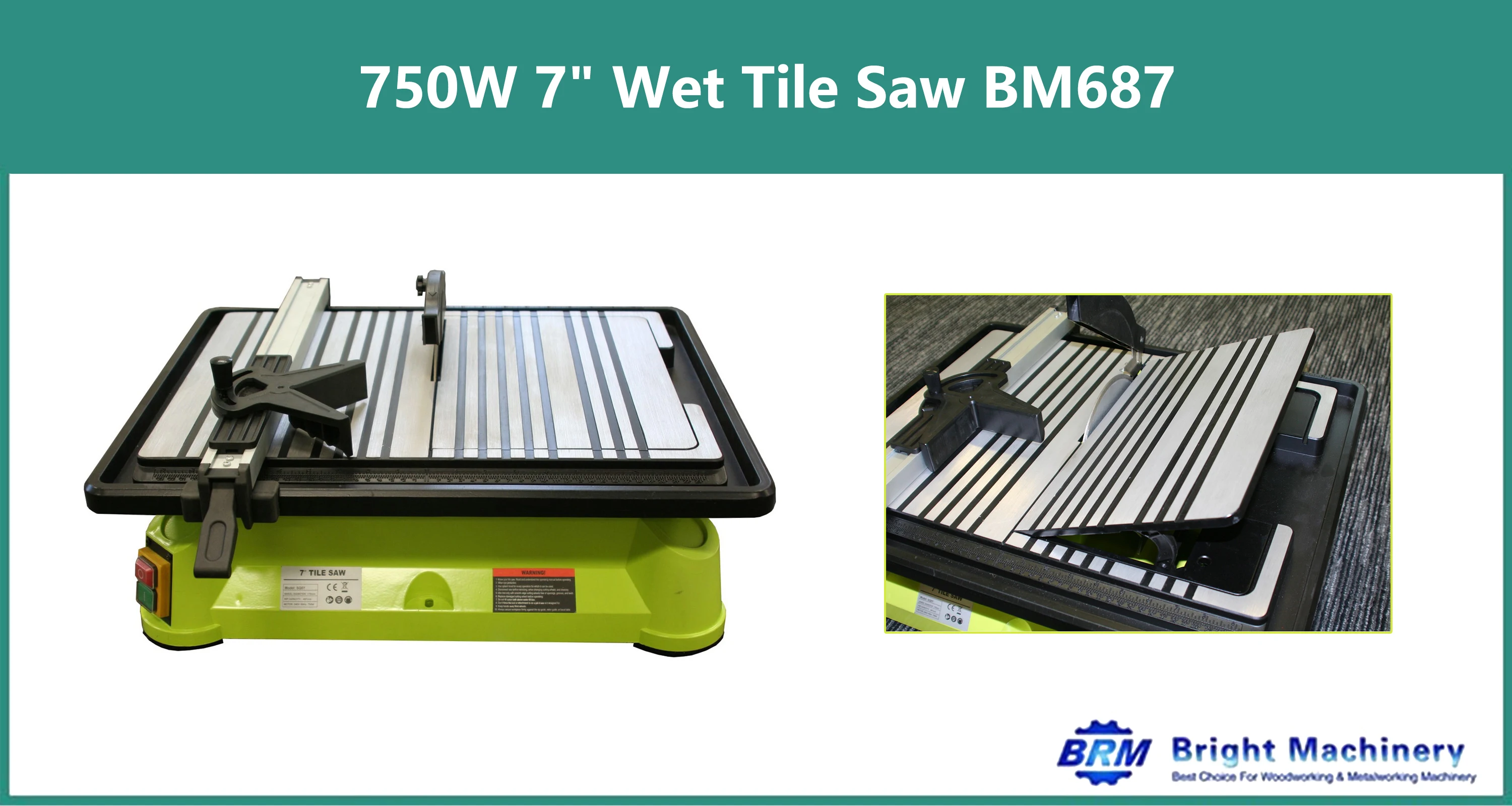7" Electric Wet Tile Saw - 750W Motor for Precise Cutting