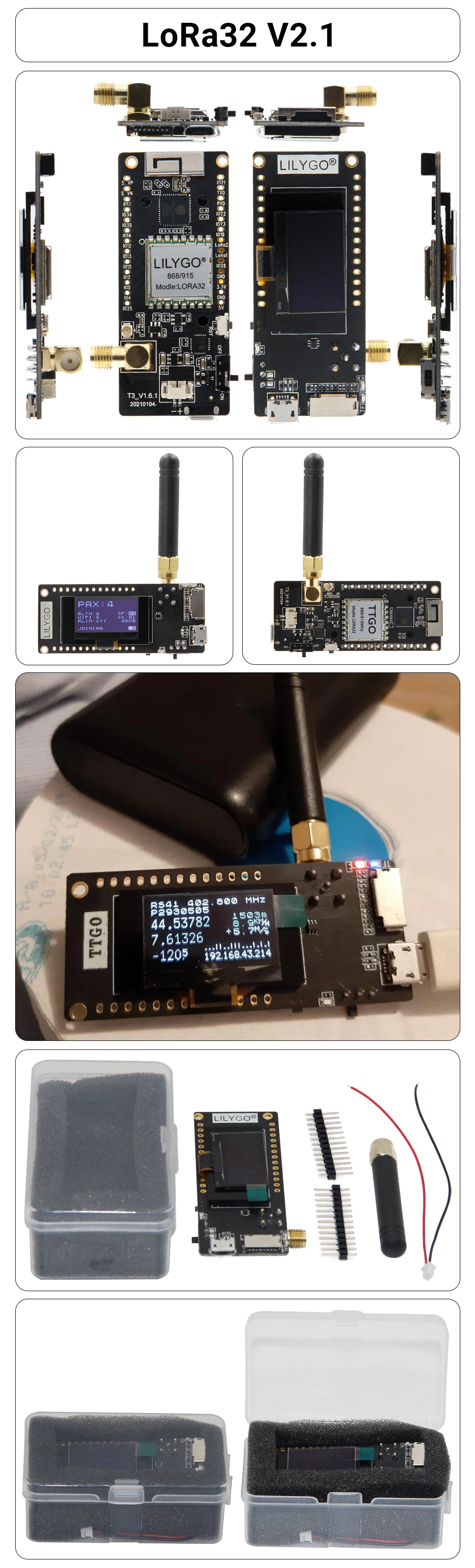 LILYGO TTGO Lora32 V2.1 - ESP32 Lora Development Board