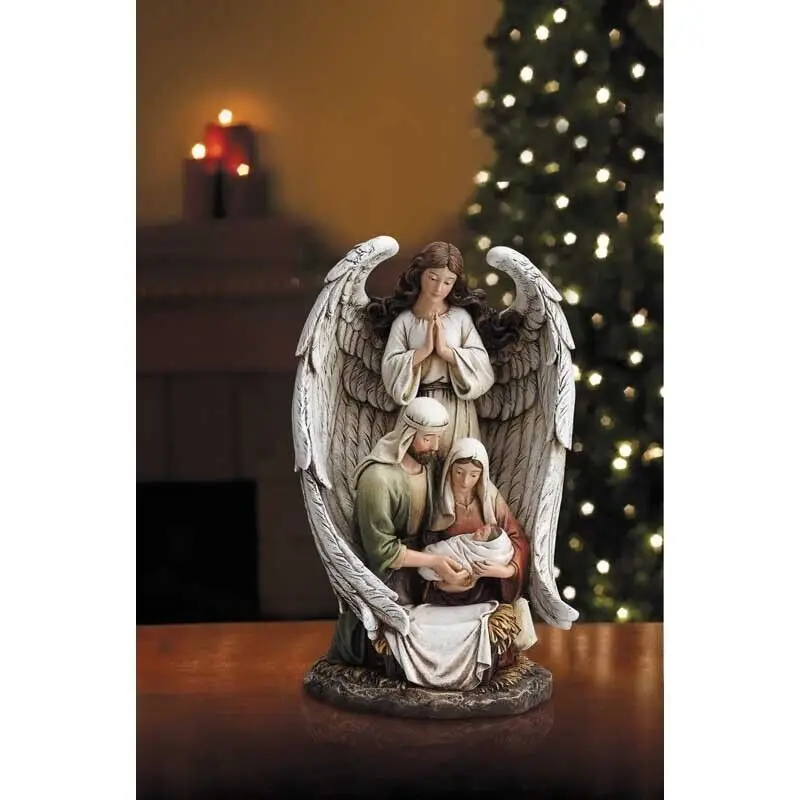 Guardian Angel Holy Family Statue 10 Inch H Nativity Angel Guardian ...