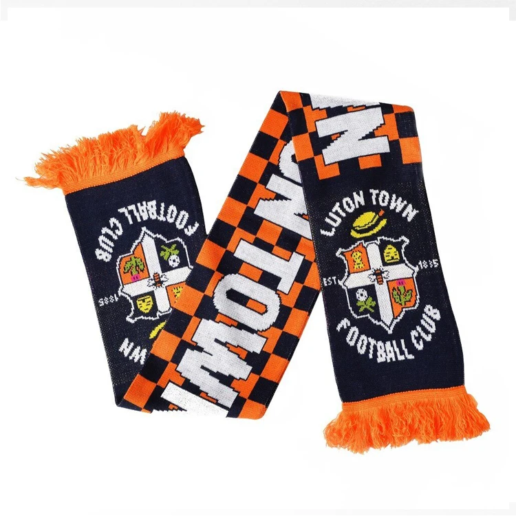 Custom Logo Souvenir Tassel Knitting Sports Team Scarves Fan Knitted ...