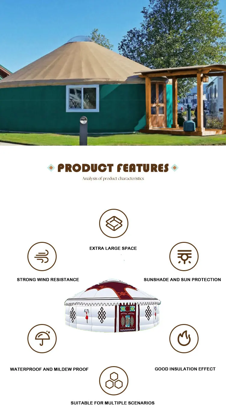 Solid Wood Eco-Friendly Mongolian Yurt Tent With Waterproof PVC Canvas ...