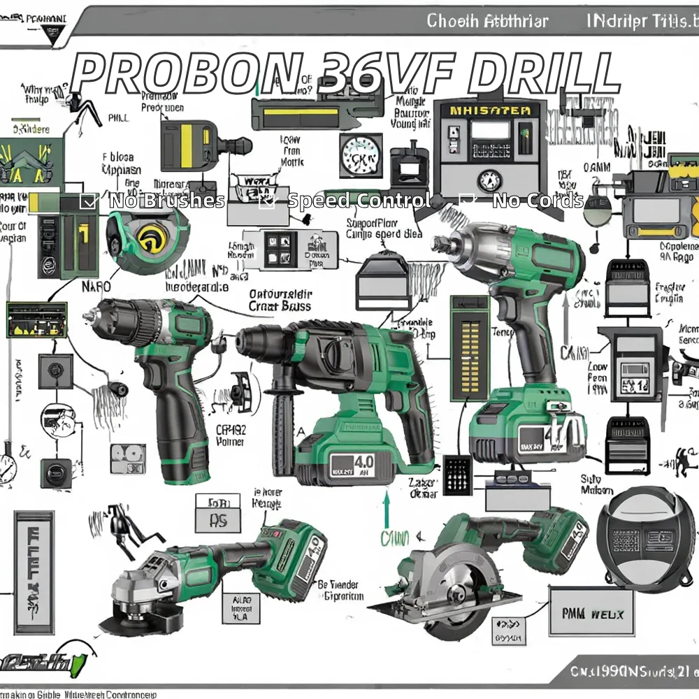 Probon PB-1 Rechargeable Lithium Battery Cordless Drill Electric ...