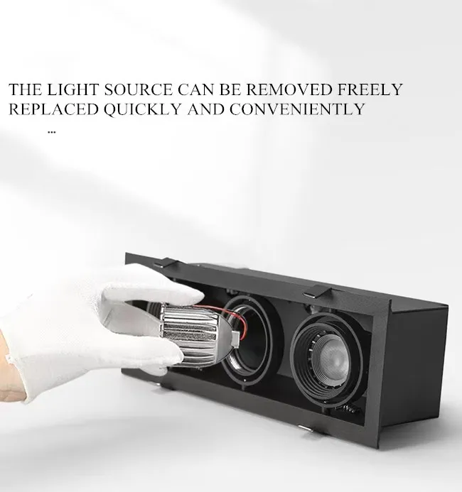 Double Head 12w Ceiling Recessed Mounted Rectangle Cob Led Grille ...