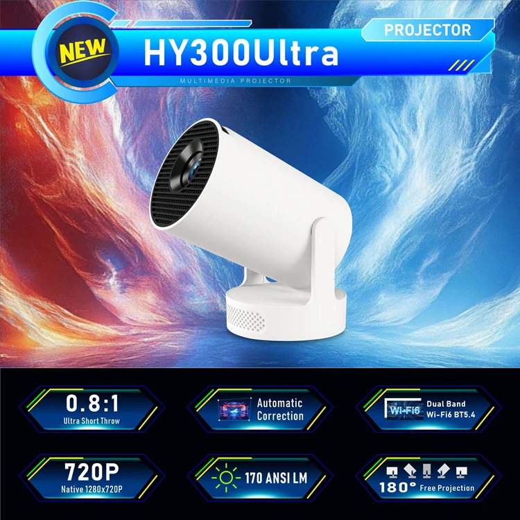 HY300 Ultra Pro Mini Smart Projector 4K 720P Android LED Portable ...